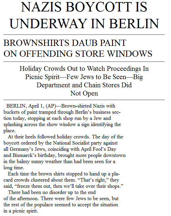 Flashback: BDS circa April 1, 1933 - Geller Report